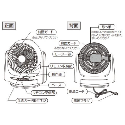 山善 サーキュレーター リモコン｜YAR-VL185(WH)｜[通販]ケーズデンキ